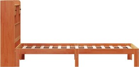 Postel s knihovnou bez matrace hnědá 100x200 cm masiv borovice 3322617