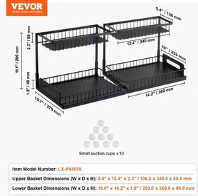 2vrstvá drátěná výsuvná skříňka pod dřezový koš Organizér 27,2 × 36,1 cm 2ks