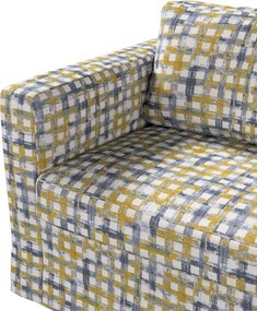 Potah na pohovku IKEA  Karlstad 2-místná , nerozkládací, dlouhý barva modrá látka pletený vzor, vzorované