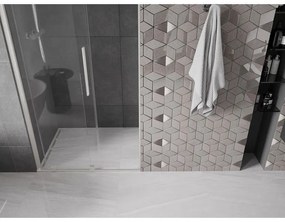 Mexen Velar, posuvné sprchové dveře do otvoru 110 cm, 8mm čiré sklo, broušená ocel, 871-110-000-01-97