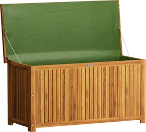 Zahradní úložný box z akáciového dřeva 115x50x59cm s vnitřní plachta odolné vůči počasí 205L