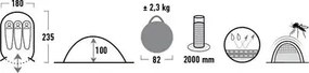High Peak Vision 3 / Stan pro 3 osoby / 180x235 x 100 cm / vodní sloup