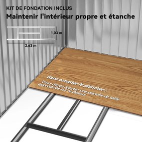 Outsunny kovový skladovací stánek 2,5 m² - Skladovací stánek s podložkou - Zámková vrata - Rozměry 213D x 130Š x 185V cm - Hnědý ocelový plech | Aosom