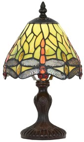 Zelená stolní lampa Tiffany s vážkami – 18x32 cm