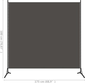 Paraván antracitový 175 x 180 cm textil 320737