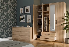 Šatní skříň se zrcadlem ROMA 4D2S dub sonoma