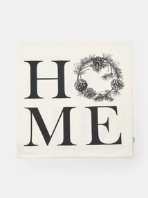 Sinsay - Vánoční povlak na polštář s nápisem „Home“ - krémová