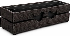AMADEA Dřevěný obal s truhlíkem tmavý s ptáčky, 62x21,5x17cm, český výrobek