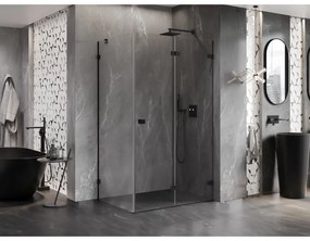 Mexen Lunar-F, sklápěcí sprchový kout pravý 100 x 70 cm, 8mm čiré sklo, černý profil, 836-100-070-70-00-P