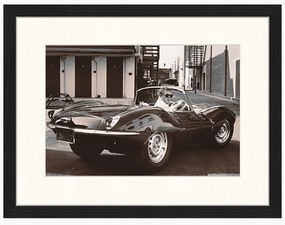 Ručně vyrobená zarámovaná fotografie Steve McQueen in His Jaguar