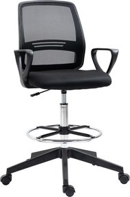 Kancelářská ergonomická otočná židle Vinsetto s nastavitelnou výškou a podnožkou kovová 59,5x60x102,5-126cm