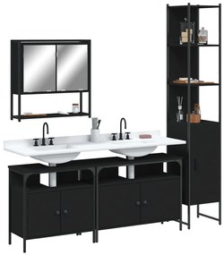 4dílný set koupelnového nábytku černý kompozitní dřevo