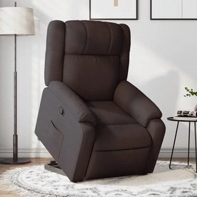 Zvedací polohovací křeslo tmavě hnědé textil 3205207