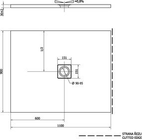 Polysan FLEXIA 110 x 90 x 3 cm 72923 sprchová vanička s možností úpravy rozměru