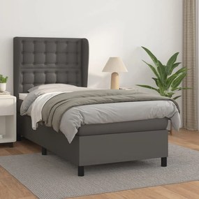 Box spring postel s matrací šedá 90x200 cm umělá kůže 3129013