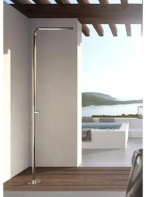 Fontealta Venkovní sprcha Skinny bez nezámrzného systému černý matný nerez s ruční sprchou boční