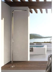 Fontealta Venkovní sprcha Skinny bez nezámrzného systému černý matný nerez bez ruční sprchy montážní box v podlaze