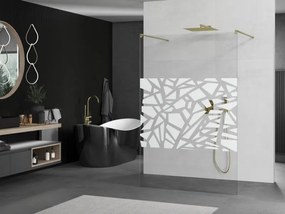 Mexen Kioto, sprchová zástěna Walk-In 100 x 200 cm, 8mm čiré sklo bílý vzor, ​​zlatý matný profil, 800-100-002-55-85