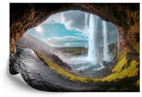 Fototapeta Vodopádová Skalní Jeskyně Omyvatelný vlies 90x60