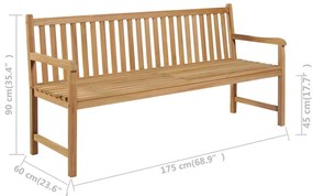 vidaXL Marketos Zahradní lavice s krémově bílou poduškou 175 cm masivní teak