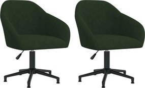 vidaXL Otočné jídelní židle 2 ks samet [330580] Barva: Tmavě zelená