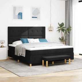 Postel s boxspringem s čelo Černá 200 x 180 cm textil 3344319