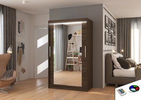 ADRK Furniture Posuvná skříň se zrcadlem a LED osvětlením TIBAGO 120 ADRK-SW-TIB-CH-120+L