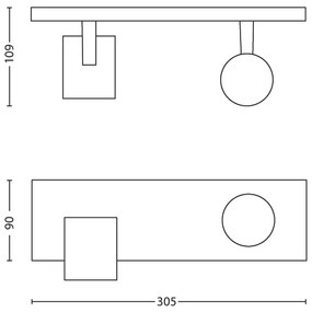 Philips 53092/48/12 - Bodové svítidlo RUNNER 2xGU10/50W/230V