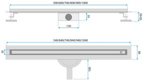 Odtokový žlab REA NEOX SLIM PRO 50 cm, broušený nikl