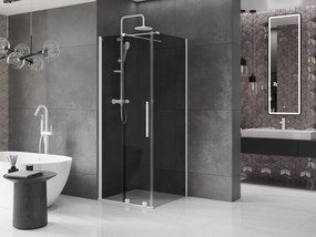 Mexen Velar, sprchový kout s posuvnými dveřmi 90 x 90 cm, 8mm šedé sklo, bílá matná, 871-090-090-41-20
