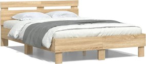 Rám postele s čelem a LED osvětlením dub sonoma 135 x 190 cm 3207569