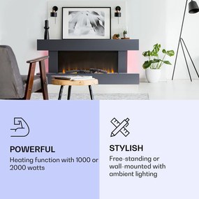Klarstein Studio Light & Fire 1 Smart, elektrický krb, 1000/2000 W, MDF, WiFi Control