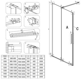 BPS-koupelny Posuvné sprchové dveře HYD-ATA 110 chrom/transparent pro instalaci do niky - bez vaničky