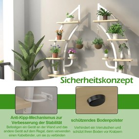 Costway 6 Tier Half Moon kovový stojan na rostliny se 2 malými policemi a háčky