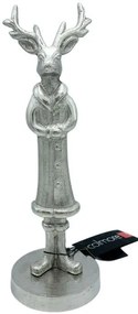 Kovová stříbrná dekorace Jelen - 10*10*30 cm