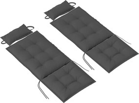 sada 2 polštářů na lehátko Voděodolný polštář na zahradní lehátko 50x116x5 cm, tmavě šedý