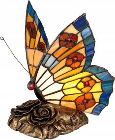 Vitrážová stolní lampa Tiffany Qz-obutterfly-tl Quoizel motýl barevná