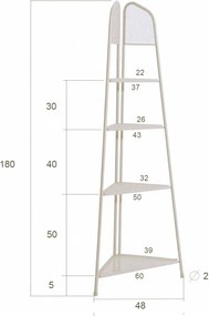 Světle béžová kovová rohová police na balkon Garden Pleasure MWH, výška 180 cm