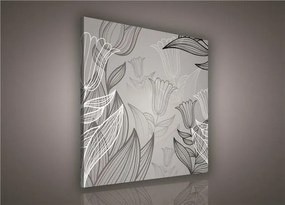 Obraz na plátně listy s tulipány 80 x 80 cm