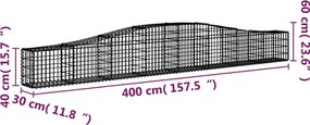 vidaXL Klenuté gabionové koše 7 ks 400x30x40/60 cm pozinkované železo [3145792]