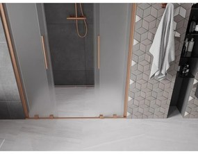 Mexen Velar Duo, posuvné sprchové dveře do otvoru 160 cm, 8mm sklo námraza, měděná matná, 871-160-000-32-65