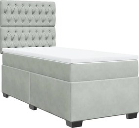 Box spring postel s matrací světle šedá 90x190 cm samet 3293092