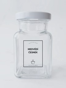 Samolepka na kořenky MEDVĚDÍ ČESNEK průhledná 3 × 4 cm tučné písmo