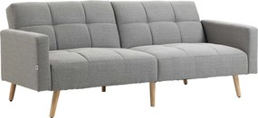 HOMCOM rozkládací pohovka 2v1 205 x 88 x 80 cm, látka s efektem lnu, šedá | Aosom
