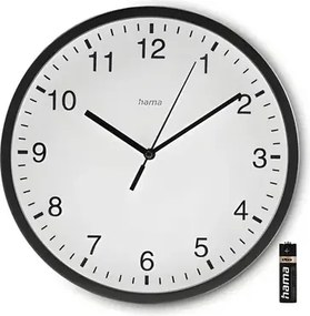 Hama Elba černá / Nástěnné hodiny / průměr 25 cm / tichý chod