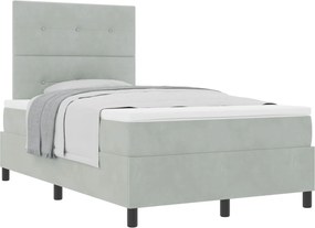 Postel s boxspringem s čelo Světle šedá 120 x 190 cm samet 3339818