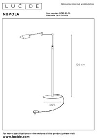 Lucide 19765/09/30 stojací LED lampa Nuvola černá, 9W, 3000K, 126cm