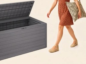 Zahradní úložný box Woody 280L šedý dekor dřeva voděodolné
