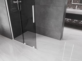 Mexen Velar, sprchová zástěna s posuvnými dveřmi Walk-in 100 x 200 cm, 8mm šedé sklo, bílá matná, 871-100-000-43-20
