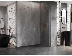 Mexen Lunar sprchová stěna pravá 120 x 200 cm, 8mm čiré sklo, měděná matná, 830-120-000-65-00-P
